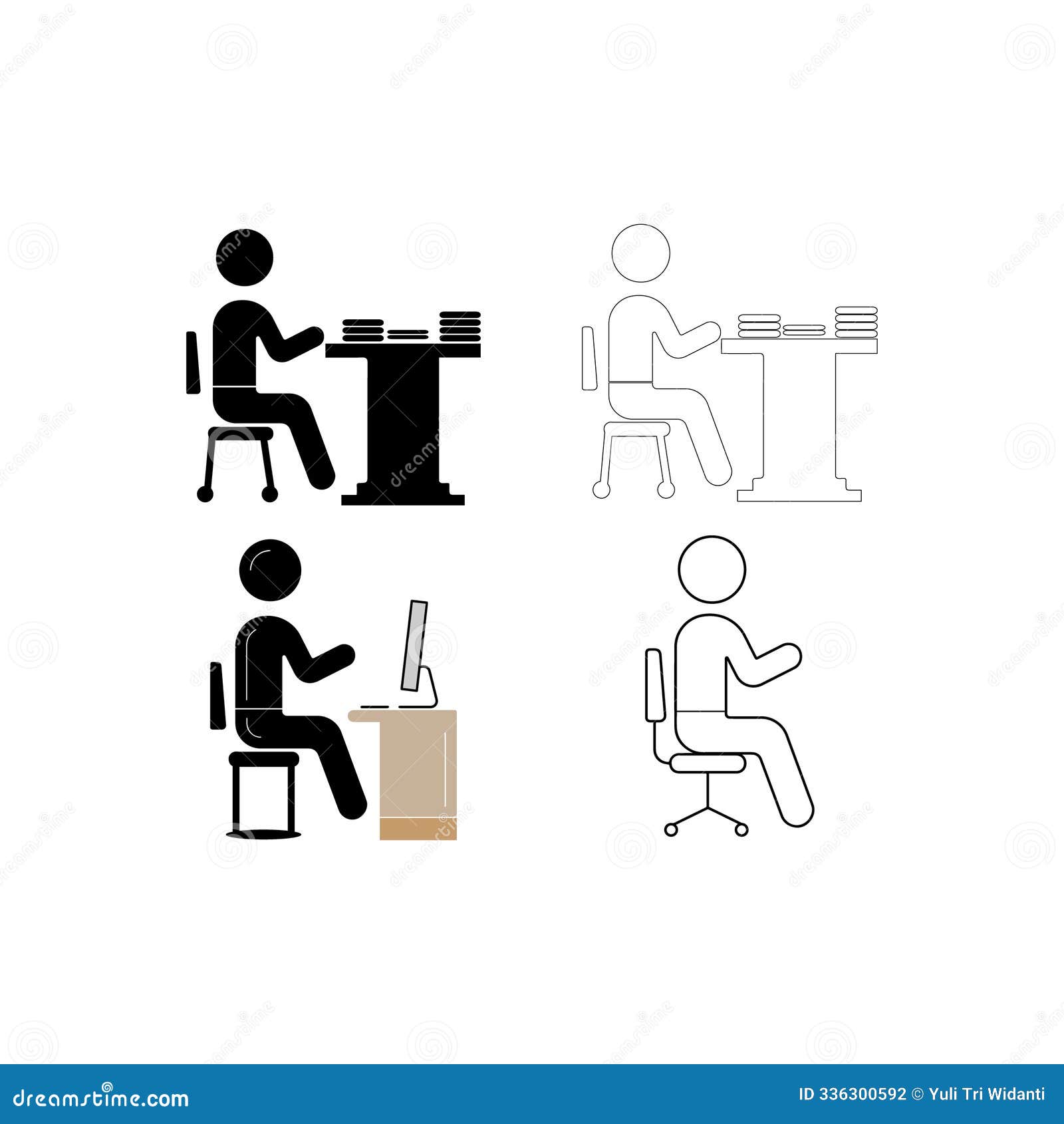 Worker at Desk Icon, S Illustration Stock Illustration - Illustration ...