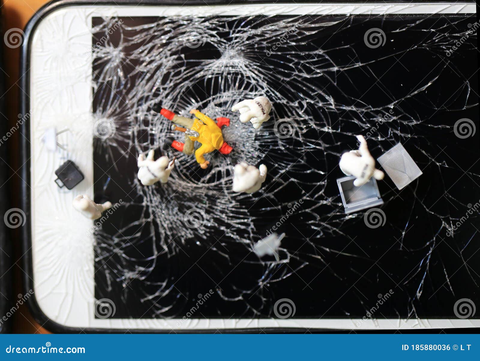 Worker Destroys the Technology by Himself Stock Photo - Image of screen ...