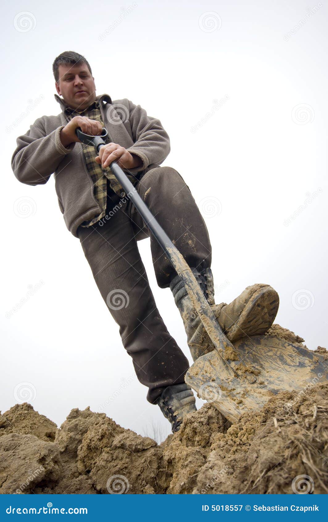 Worker Digging in the Ground Stock Image - Image of dirty, stuck: 5018557