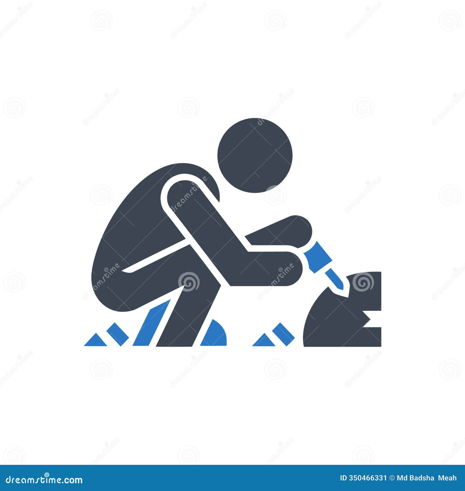 Worker Digging Ground Icon stock vector. Illustration of ground - 350466331
