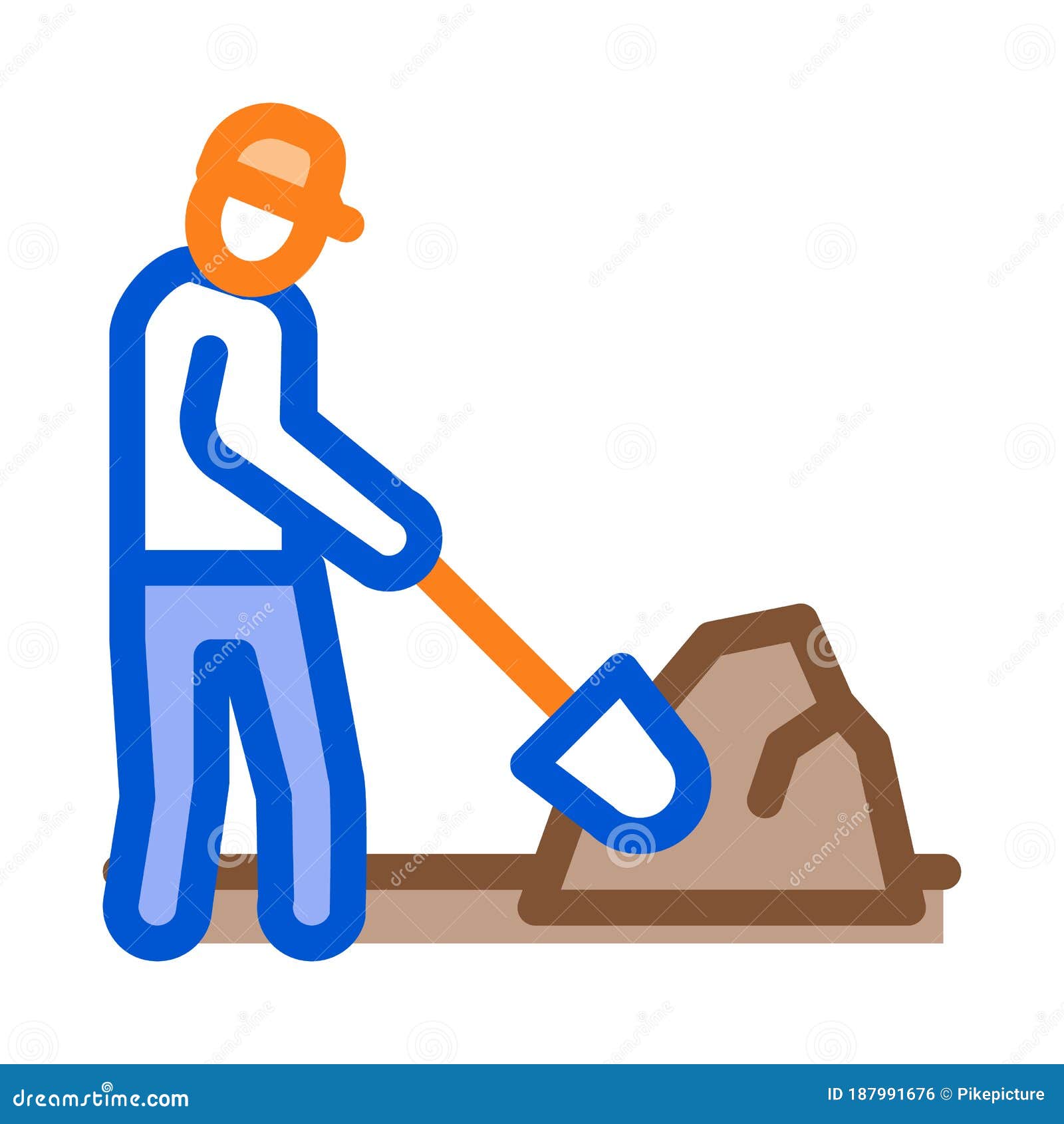Worker Digging Icon Vector Outline Illustration Stock Vector ...