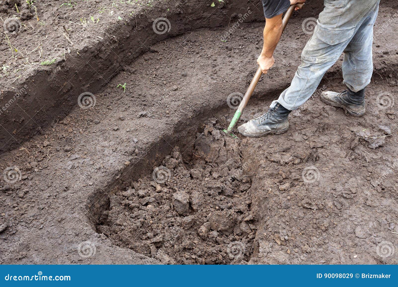 Worker Digging a Pit. Close Up. Stock Image - Image of chain, active ...