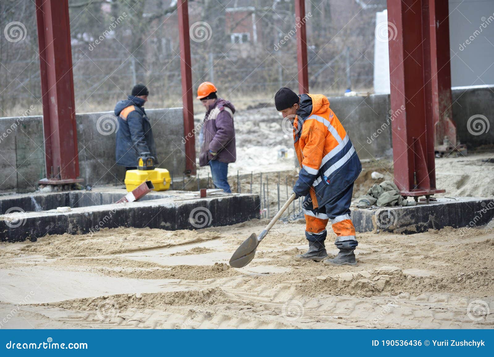Worker Digging with a Shovel at the Construction Site Editorial Photo ...