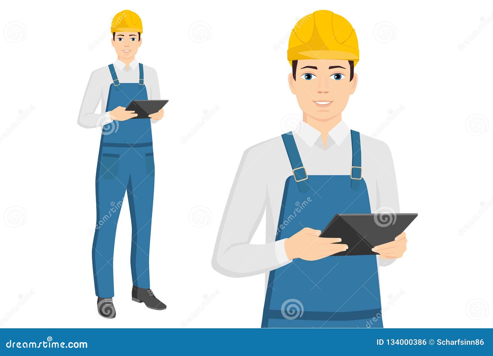 A Worker with a Digital Tablet Stock Vector - Illustration of holding ...