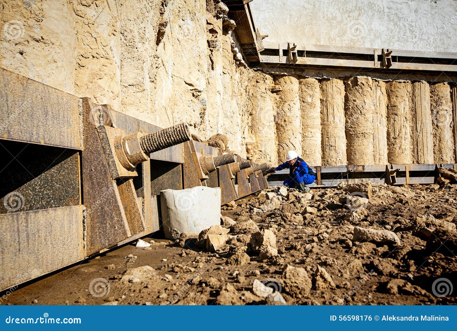 Worker in the ditch editorial photo. Image of grouting - 56598176
