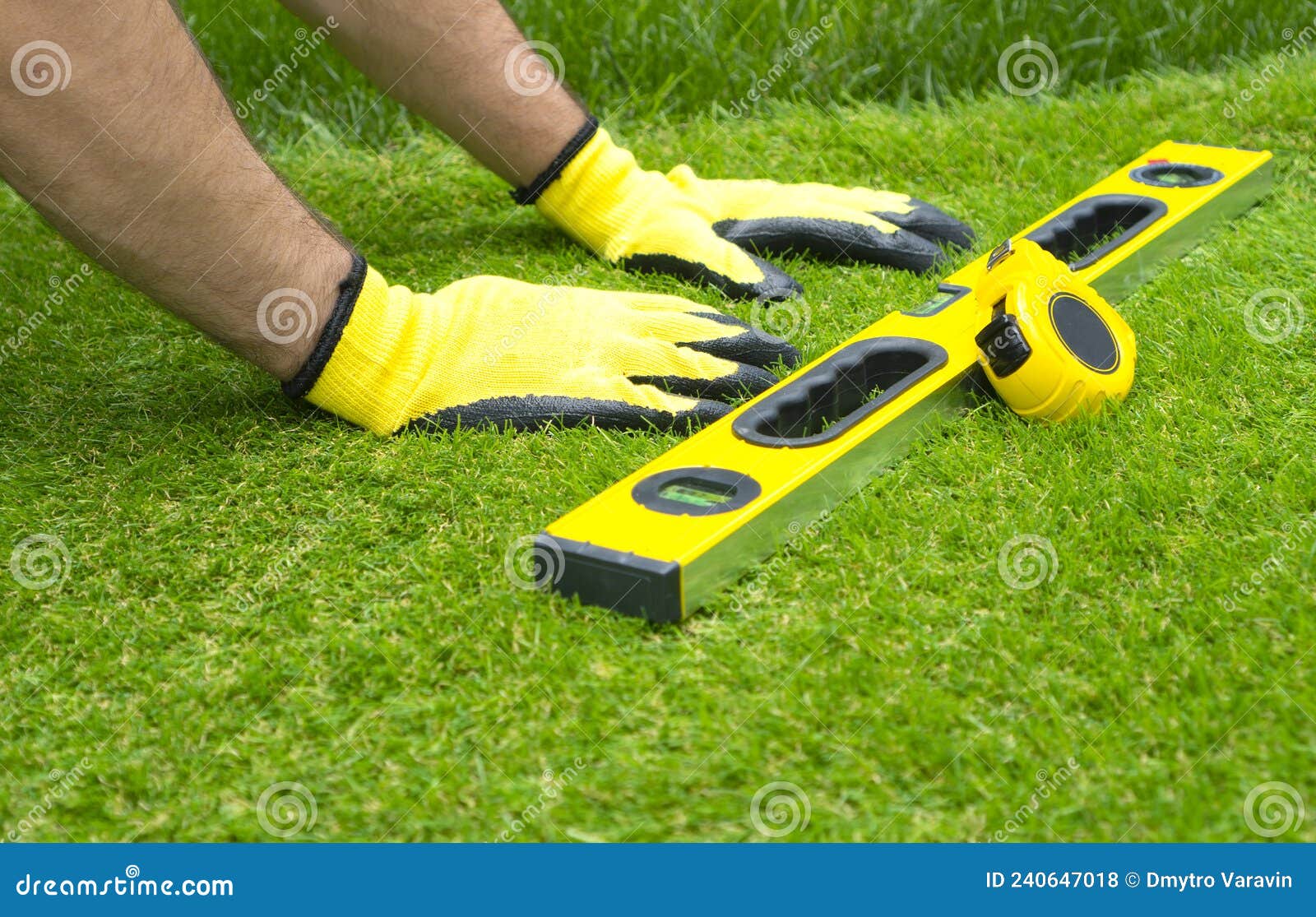 Worker Doing the Artificial Grass Stock Photo - Image of flora, meadow ...