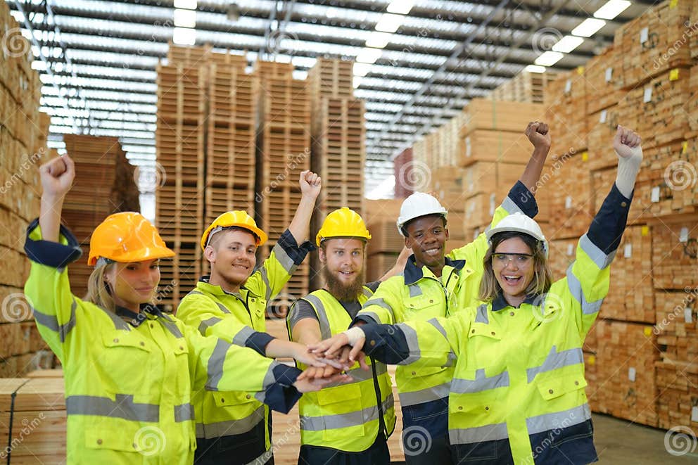 Worker Doing Hi Five As Teamwork after Finish Work Stock Image - Image ...