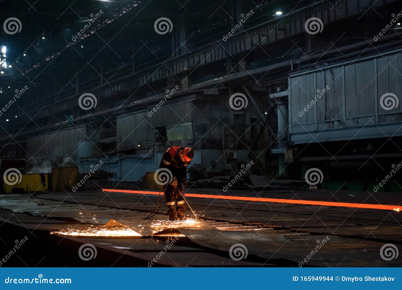 Worker Doing a Industrial Welding at a Steel Mill Editorial Stock Image ...