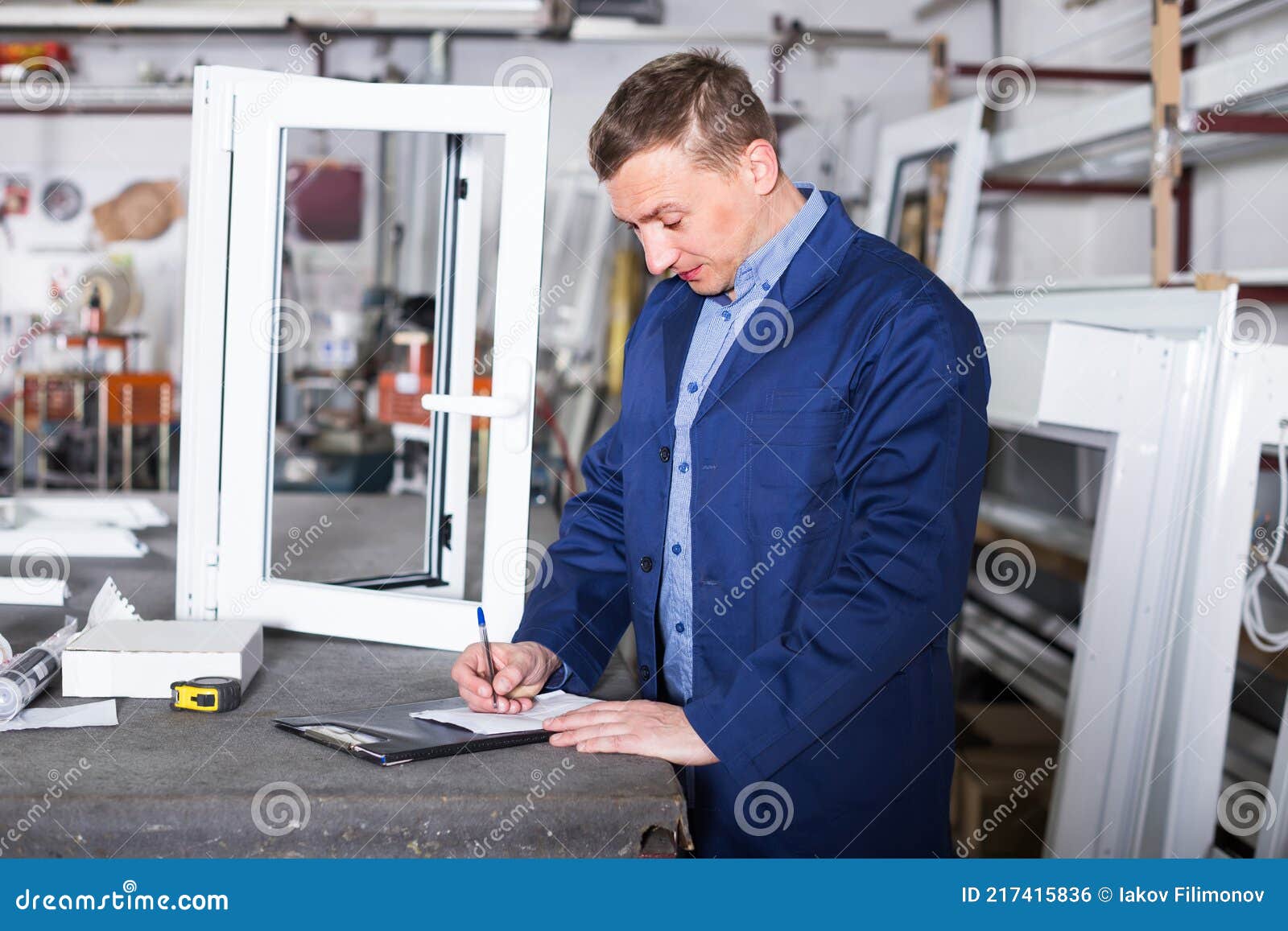 Worker Doing Inspection and Checking Papers Stock Photo - Image of ...