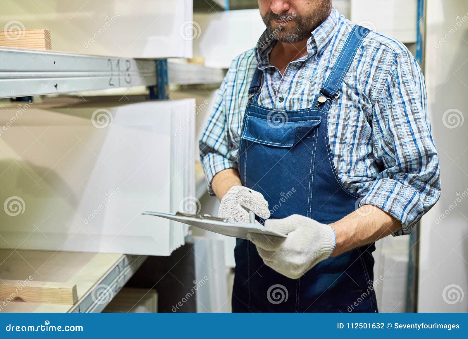 Worker Doing Inventory in Storage Stock Photo - Image of warehouse ...
