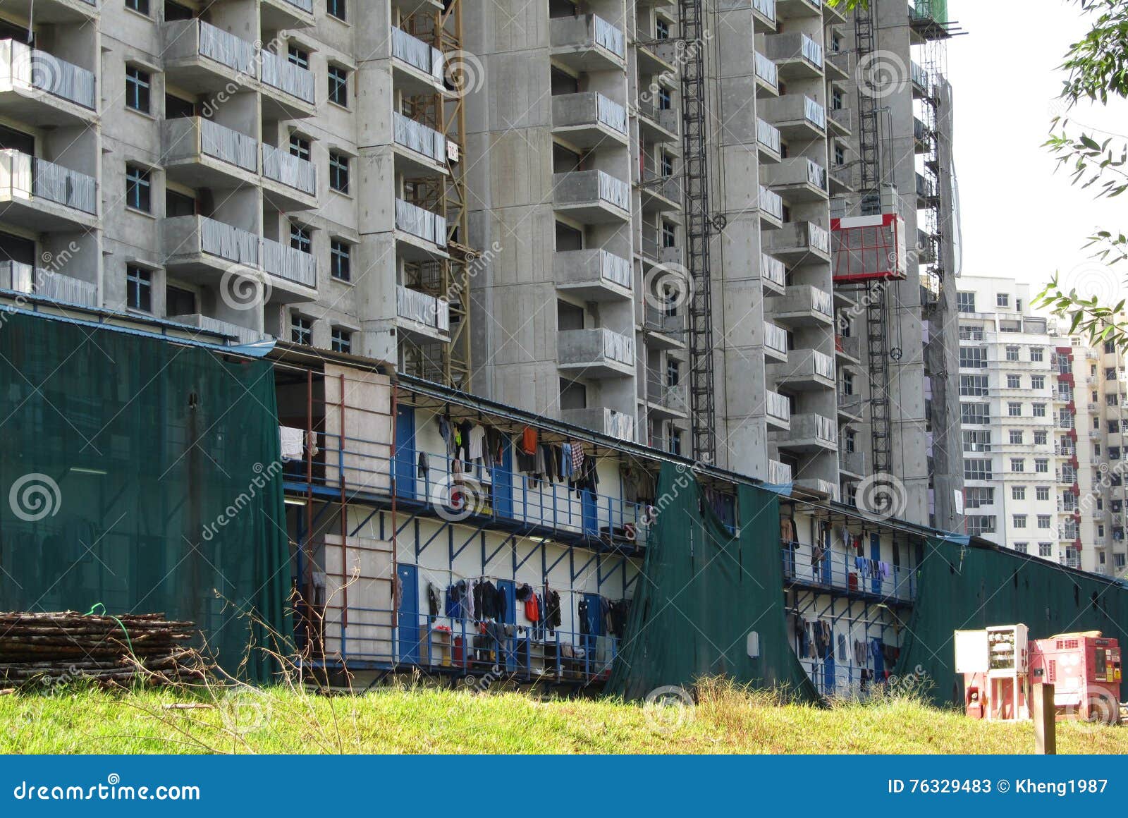 Worker Dormitory and Construction Site Stock Image - Image of space ...