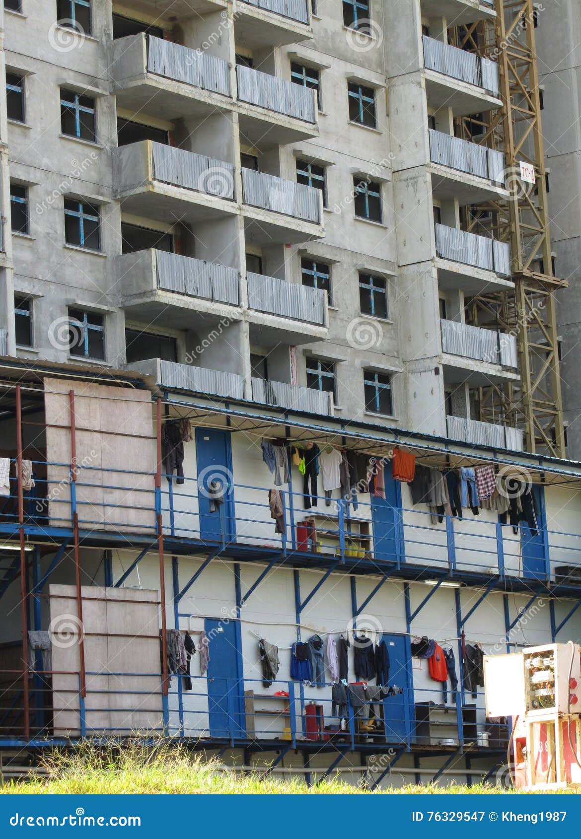 Worker Dormitory and Construction Site Stock Image - Image of city ...