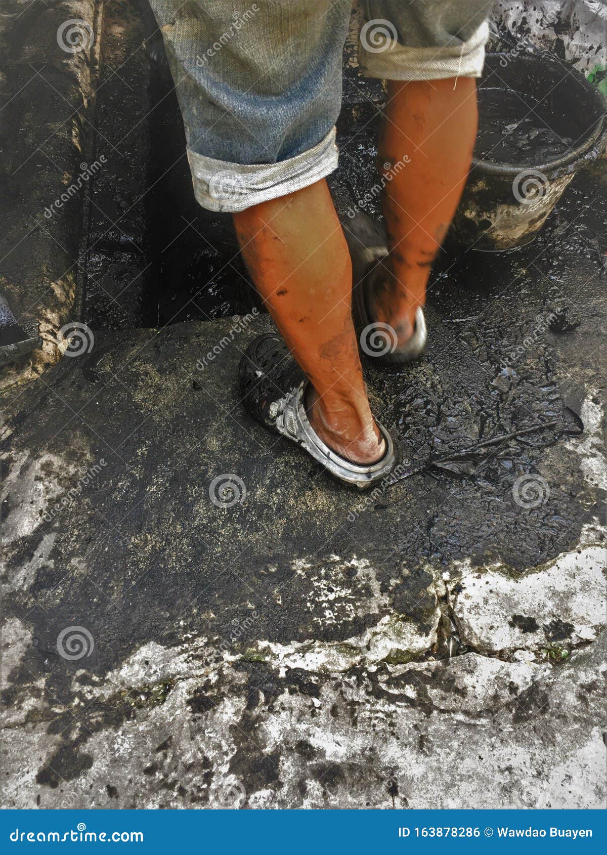 Worker Dredging Drain Operation Sewer Cleaning.Dredging Drain Cleaning ...