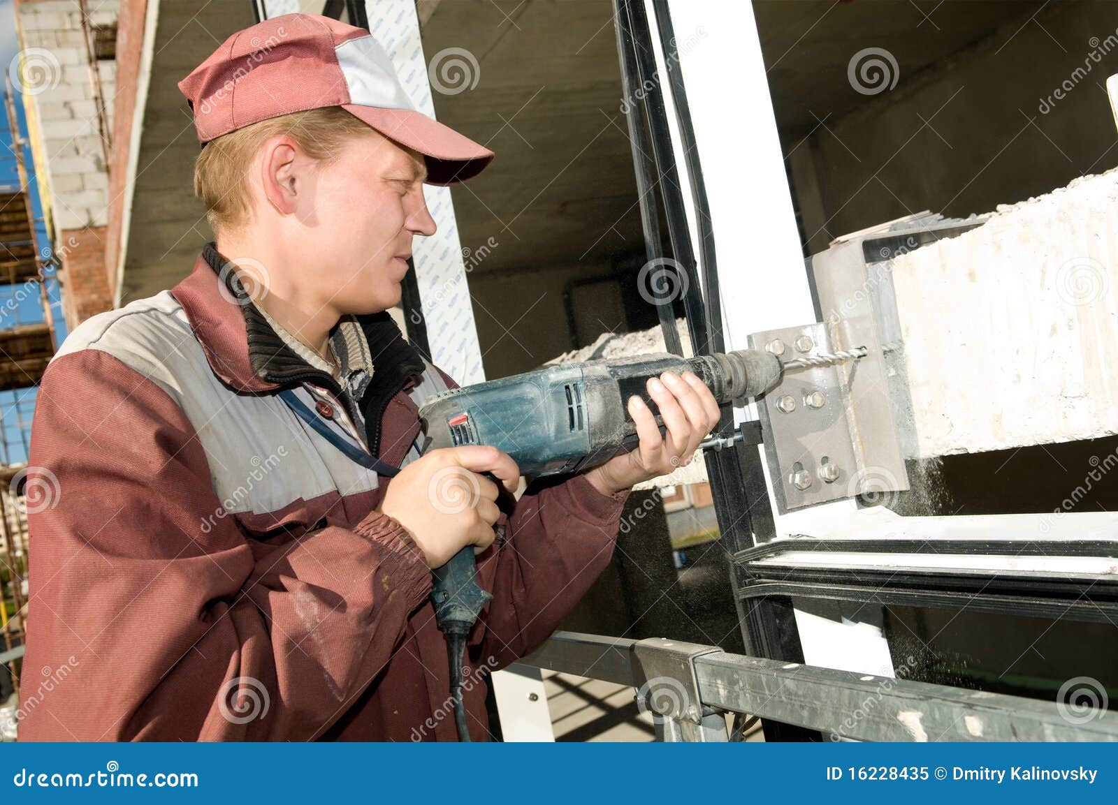 Worker with drill stock image. Image of frame, electric - 16228435