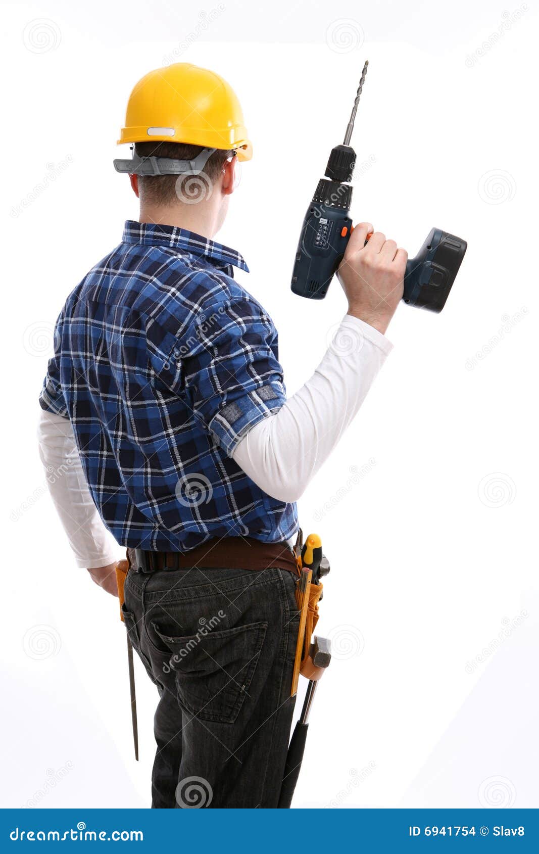 Worker with a drill stock photo. Image of person, caucasian - 6941754