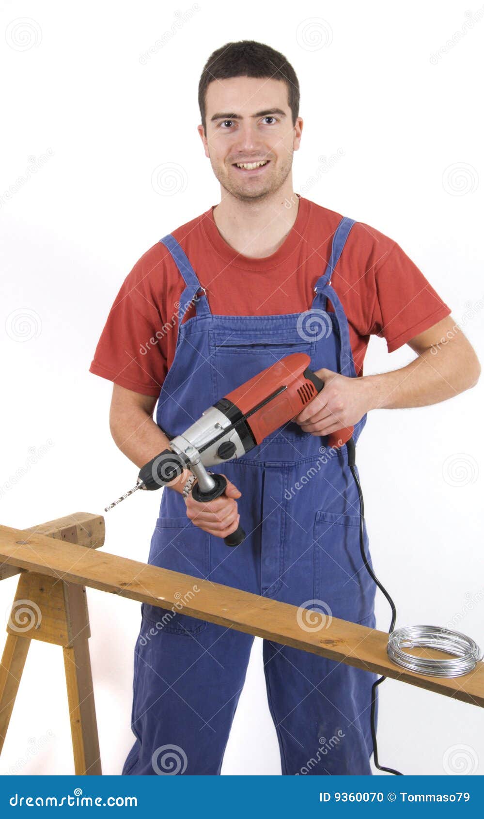 Worker with a Drill in His Hands Stock Photo - Image of ironmonger ...