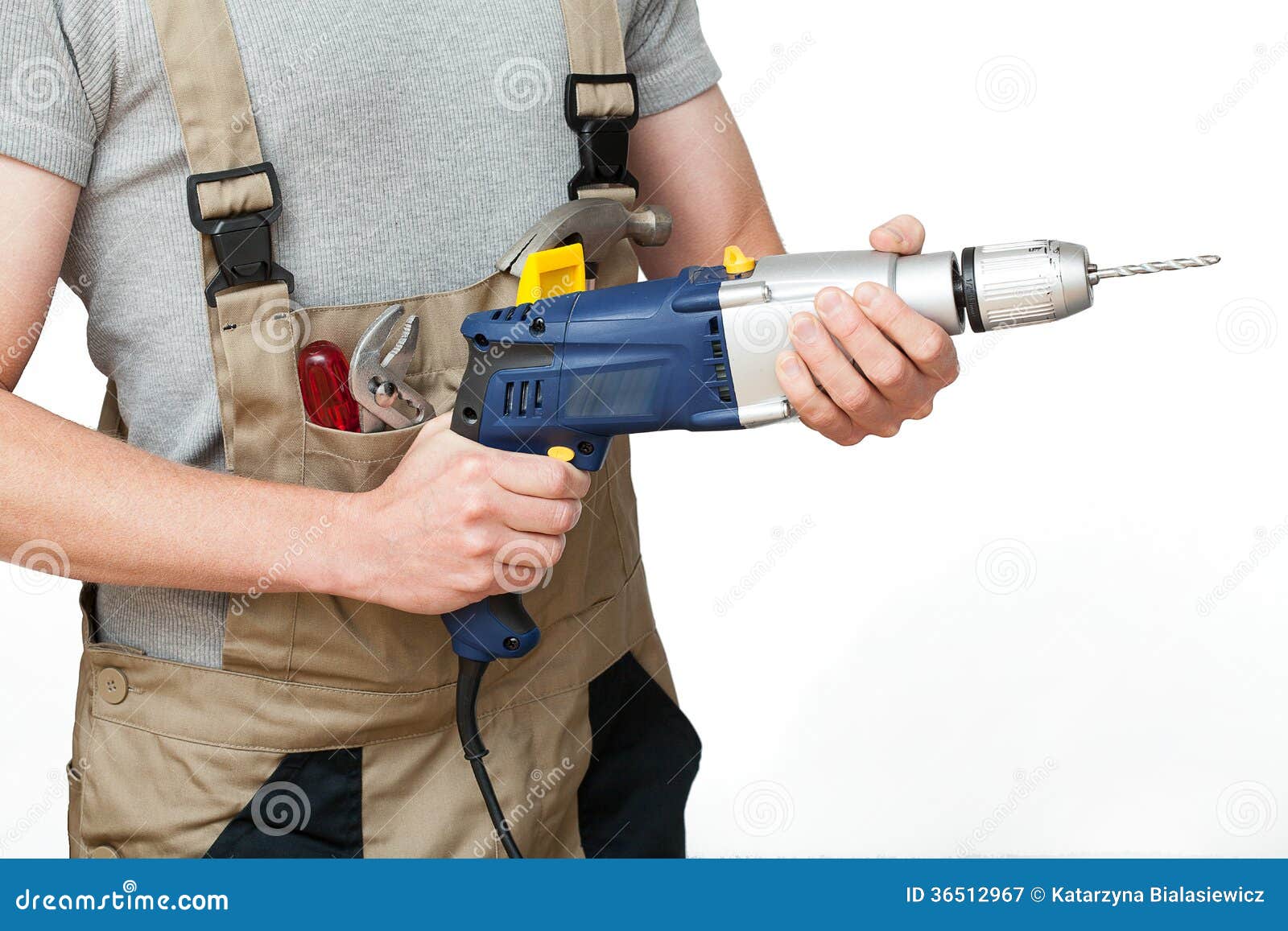 Worker with drill stock image. Image of overalls, nile - 36512967