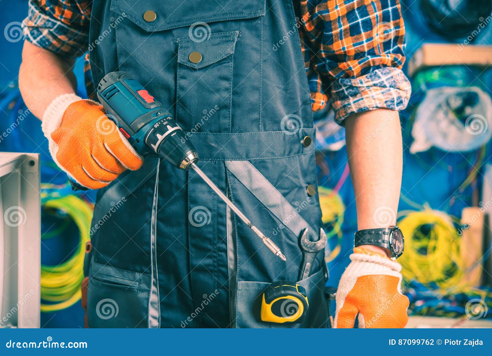 Worker with Driller Tool stock photo. Image of workstation - 87099762