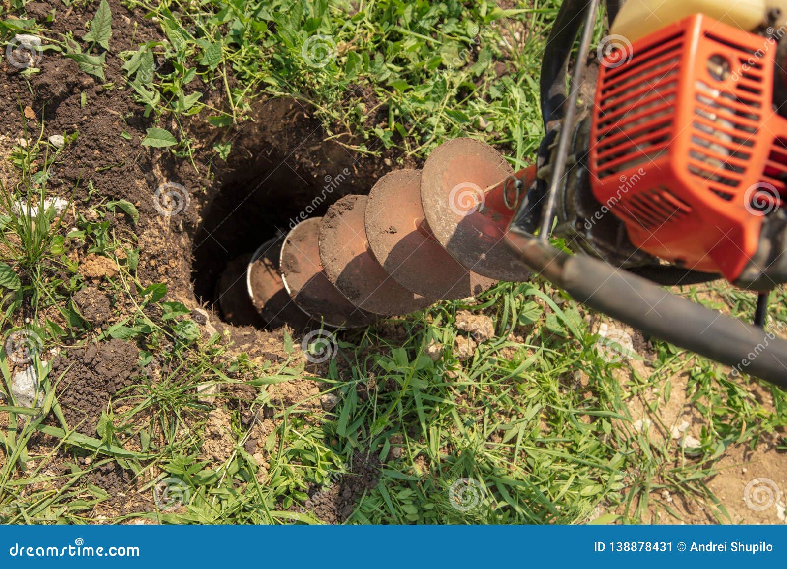 Worker Drills the Ground at the Construction Site Stock Image - Image ...