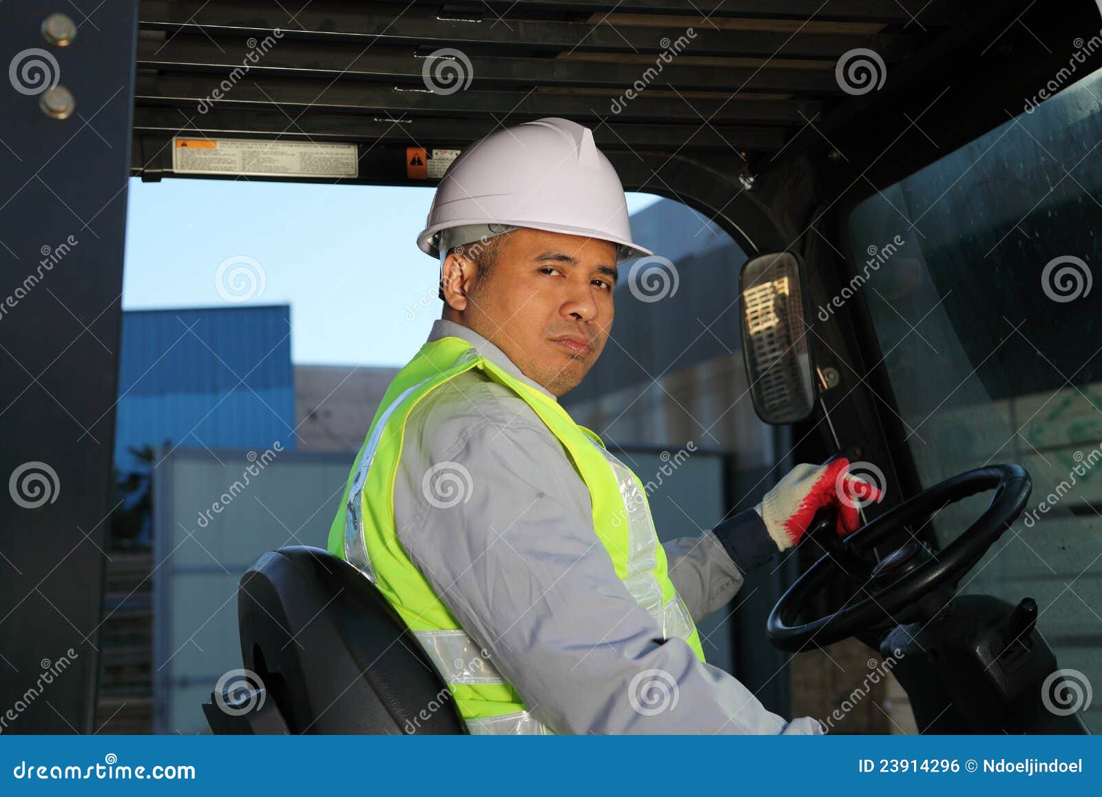 Worker Driver of a Forklift Stock Photo - Image of industrial ...
