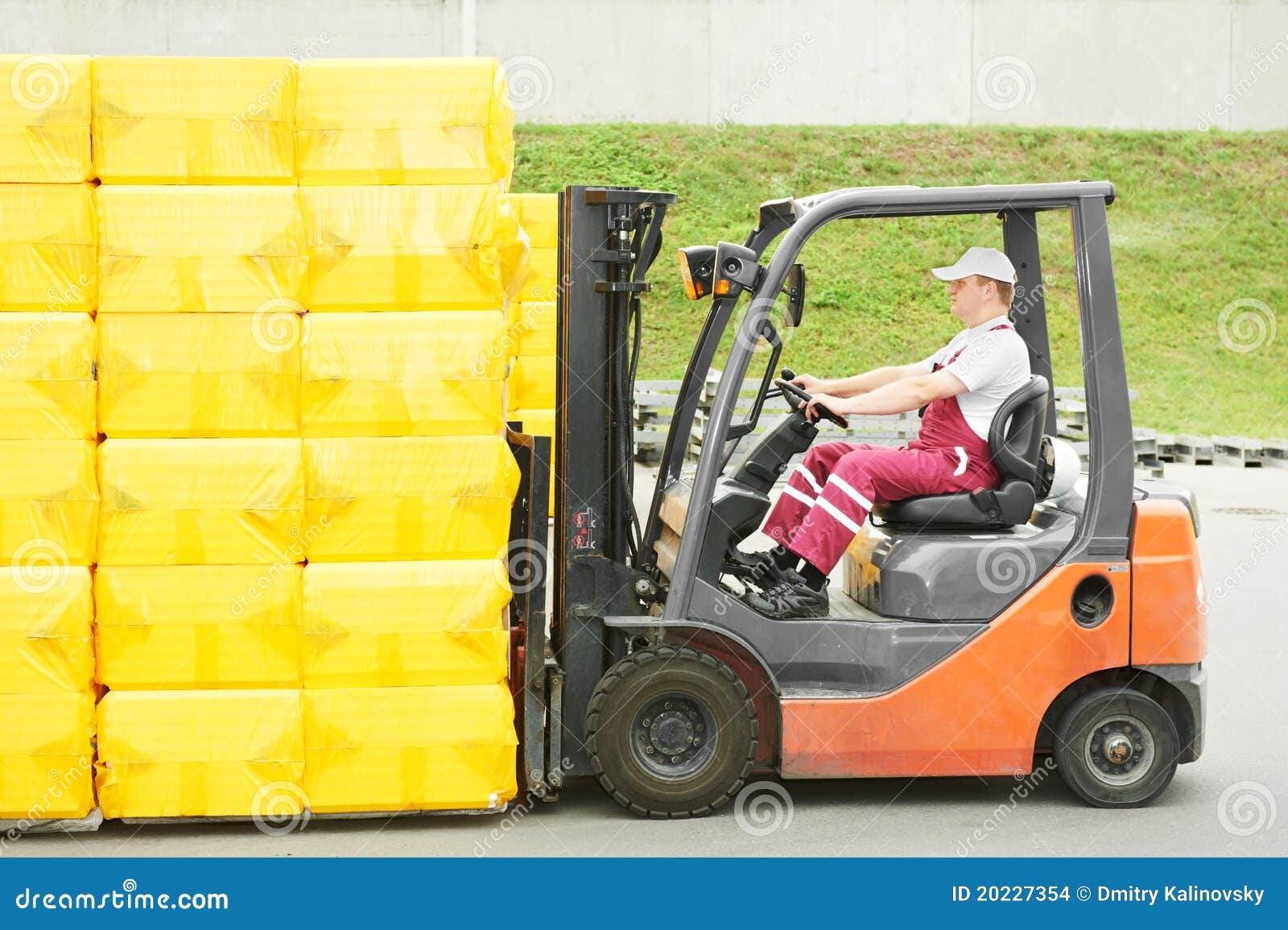 Worker Driver at Warehouse Forklift Stock Photo - Image of machinery ...
