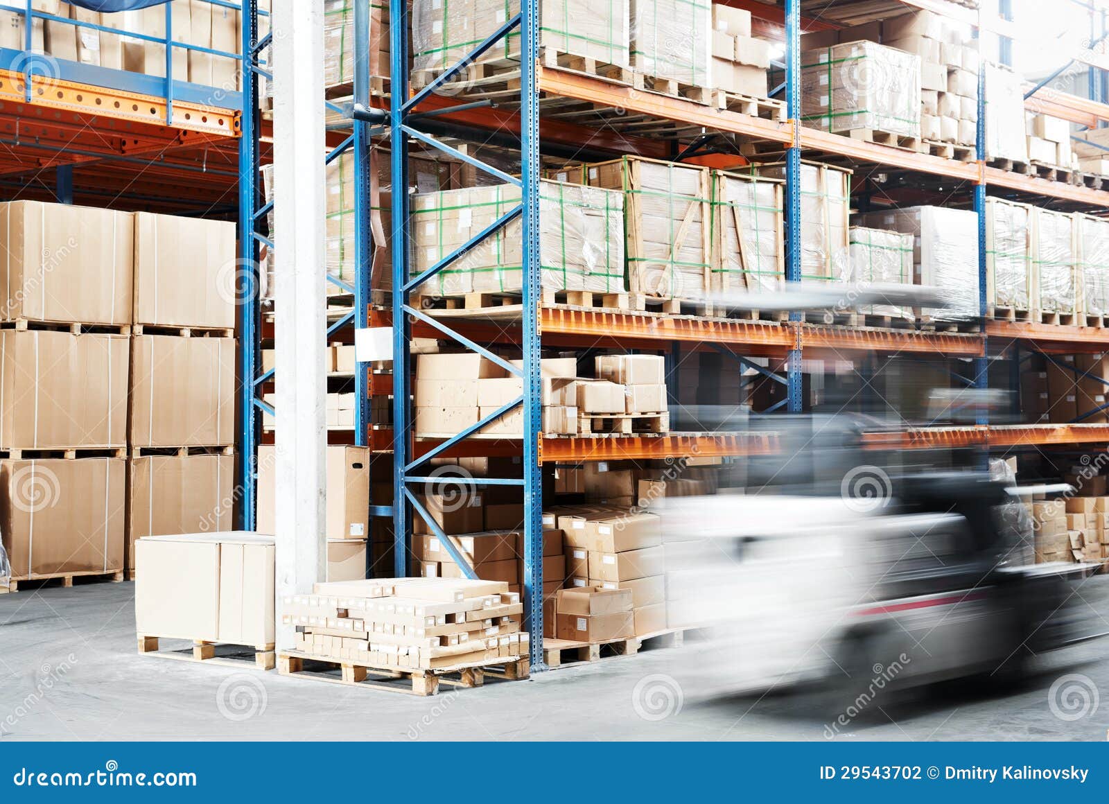 Worker Driver at Warehouse Forklift Loader Works Stock Photo - Image of ...