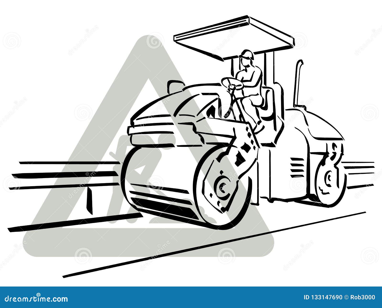 Worker Driving Steam Roller Stock Vector - Illustration of lines ...
