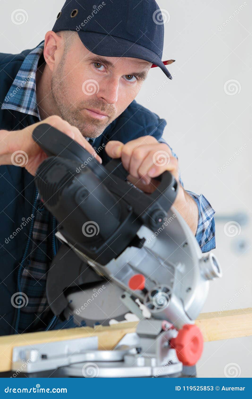 Worker and drop saw stock image. Image of vocational - 119525853