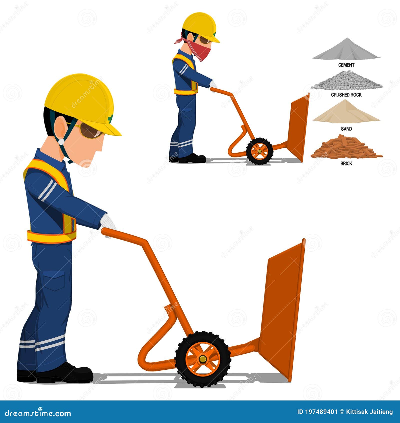 A Worker Is Dumping Construction Material On Transparent Background ...