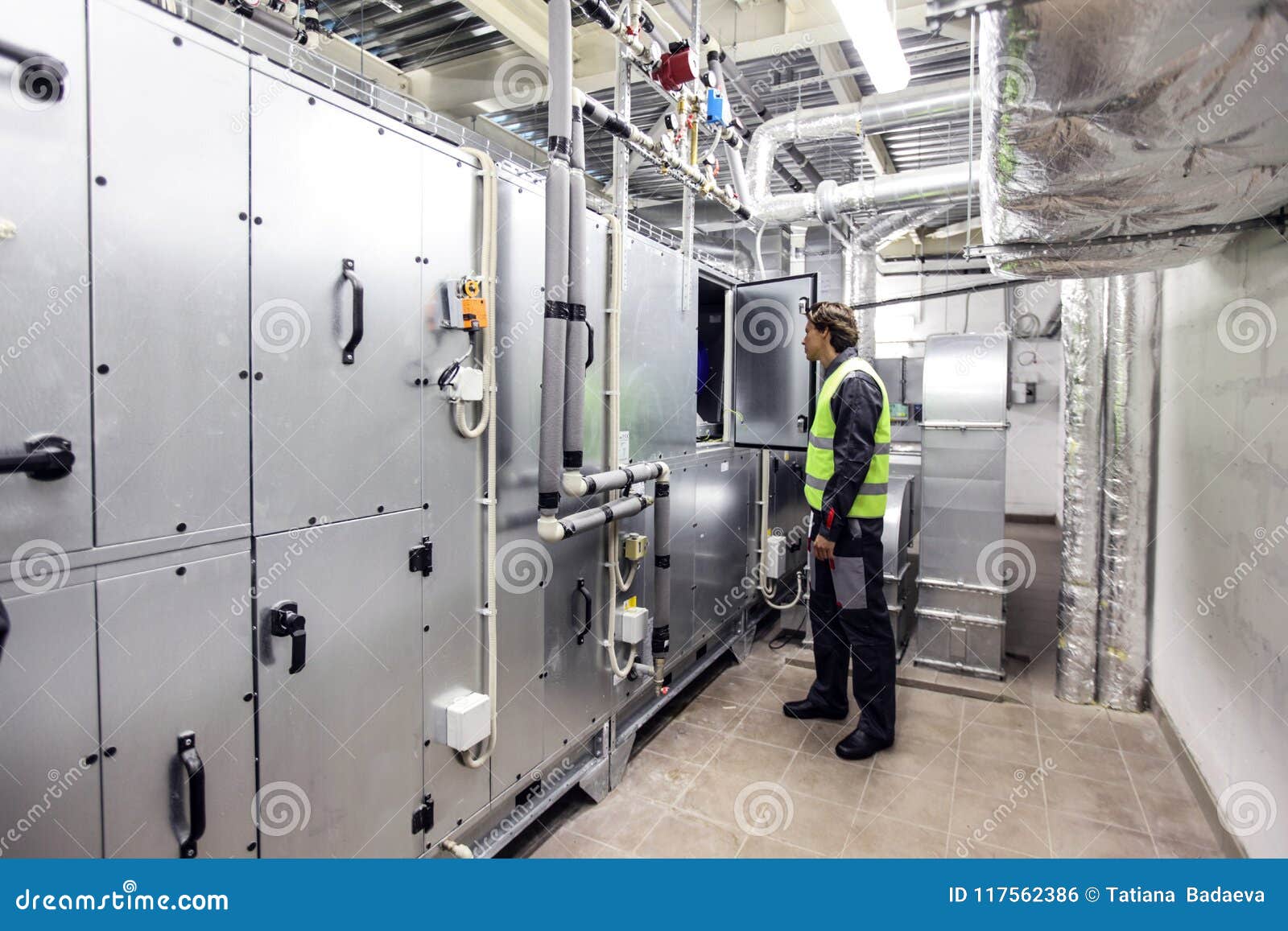 Worker in Electrical Switchgear Room Stock Photo - Image of service ...