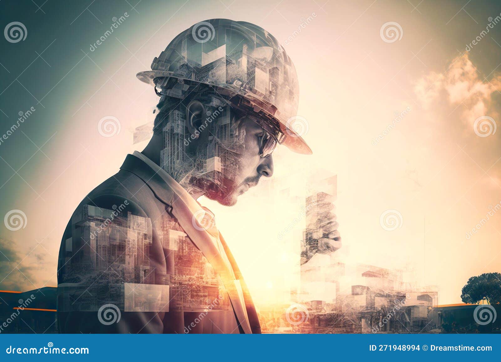 Worker Engaged in Future Building Construction Engineering and ...