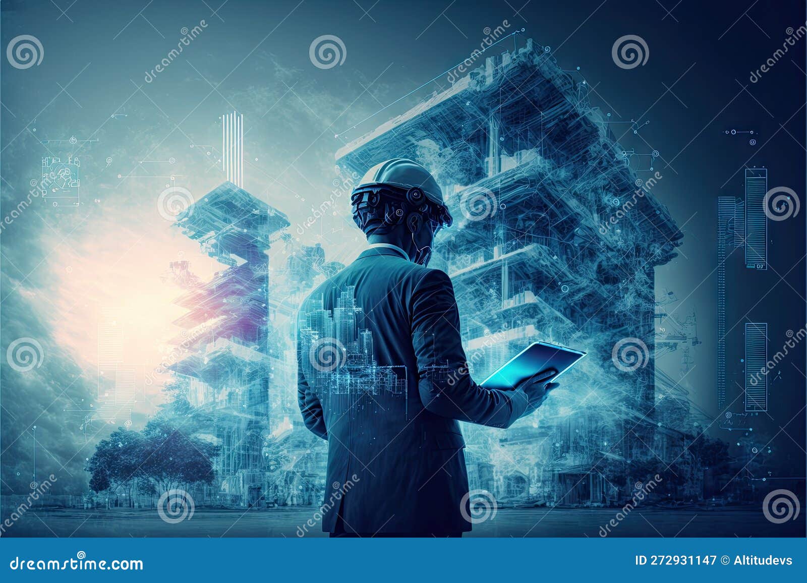 Worker Engaged in Future Building Construction Engineering and ...
