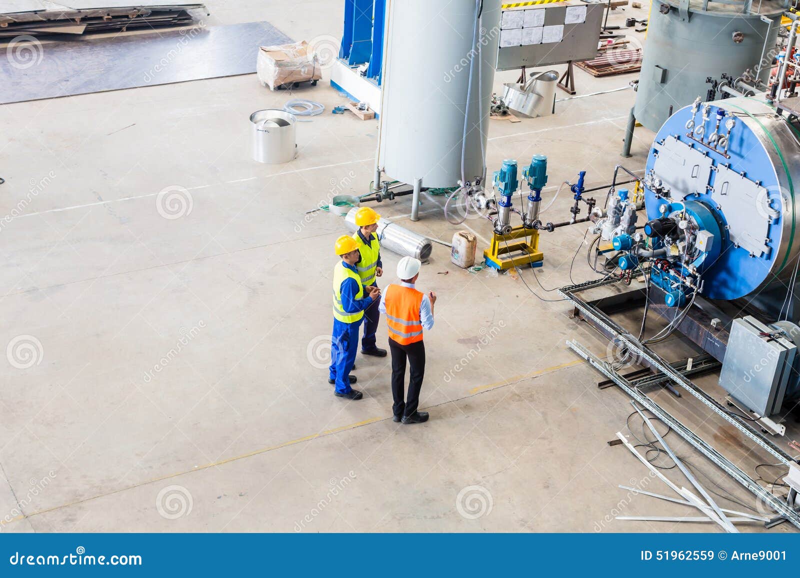 Worker and Engineer Discussing at Machine Stock Image - Image of ...