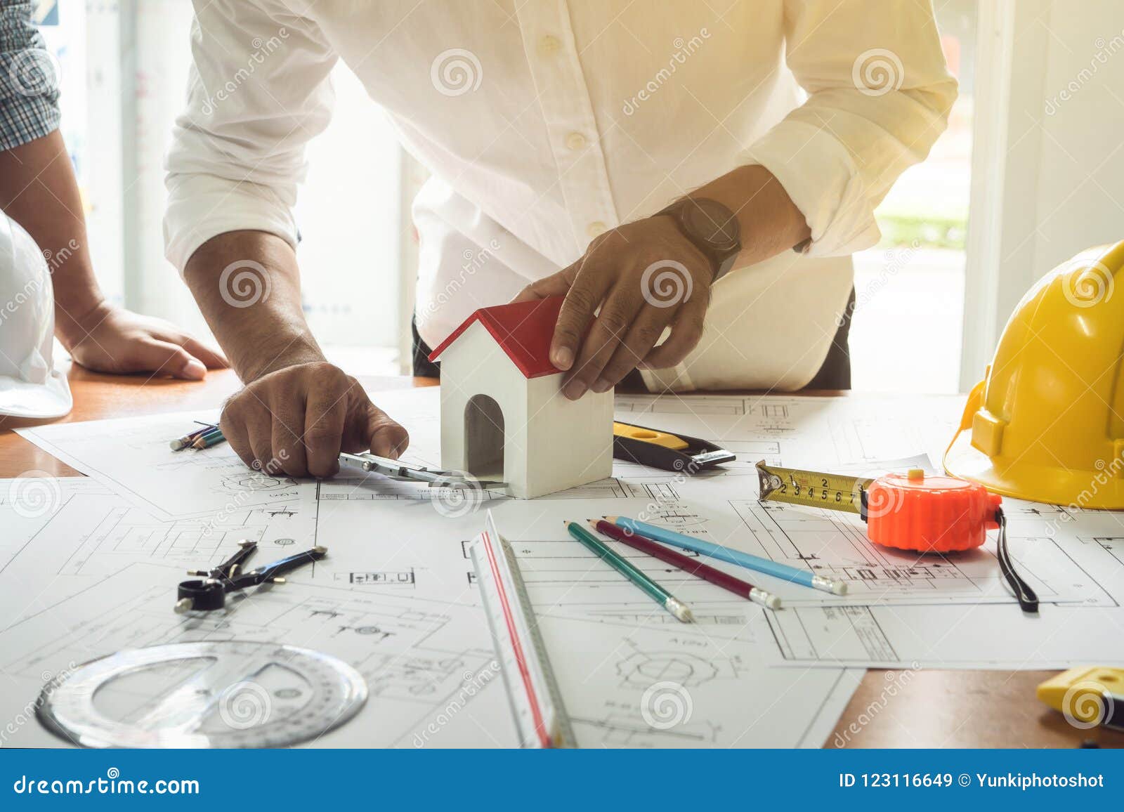 Worker Engineer Housing Plan Architect Drawing Paper of Structure ...
