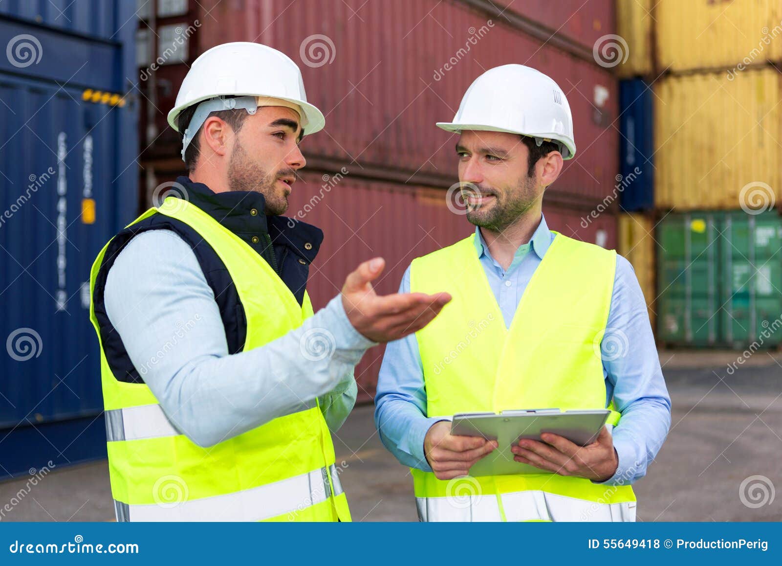 Worker Explains To Supervisor Security System Setting Up Stock Photo ...