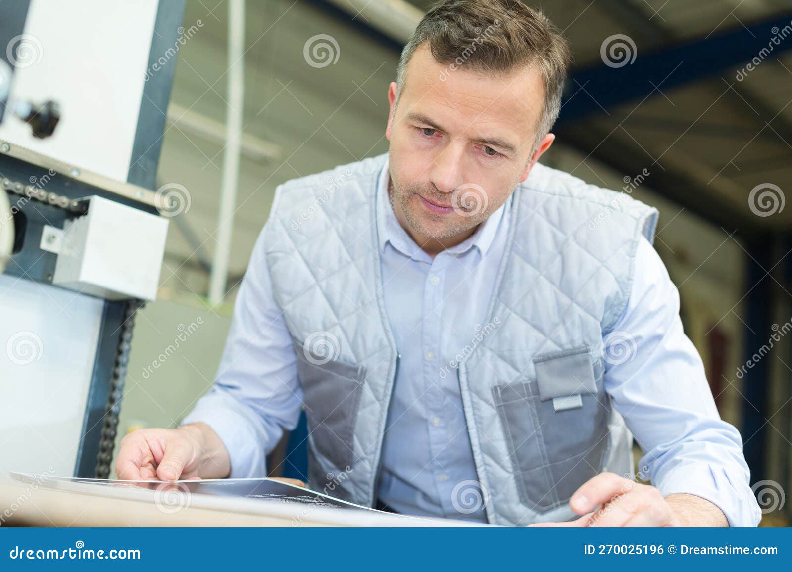 Worker in Factory in Front Machine Stock Photo - Image of shipment ...