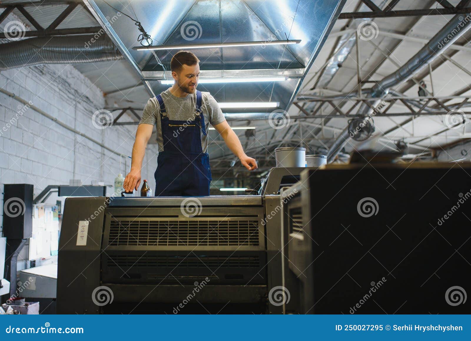 Worker in Factory on the Machine Stock Image - Image of equipment, male ...
