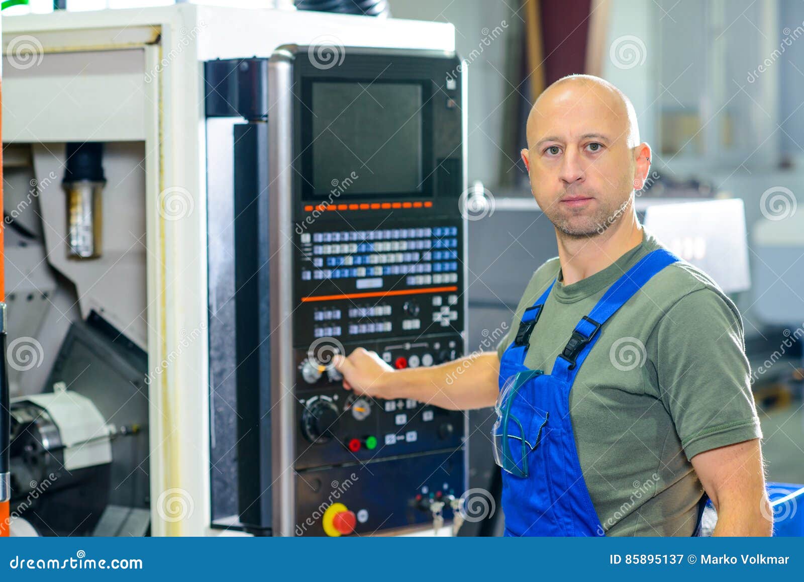 Worker in Factory on the Machine Stock Image - Image of bench ...