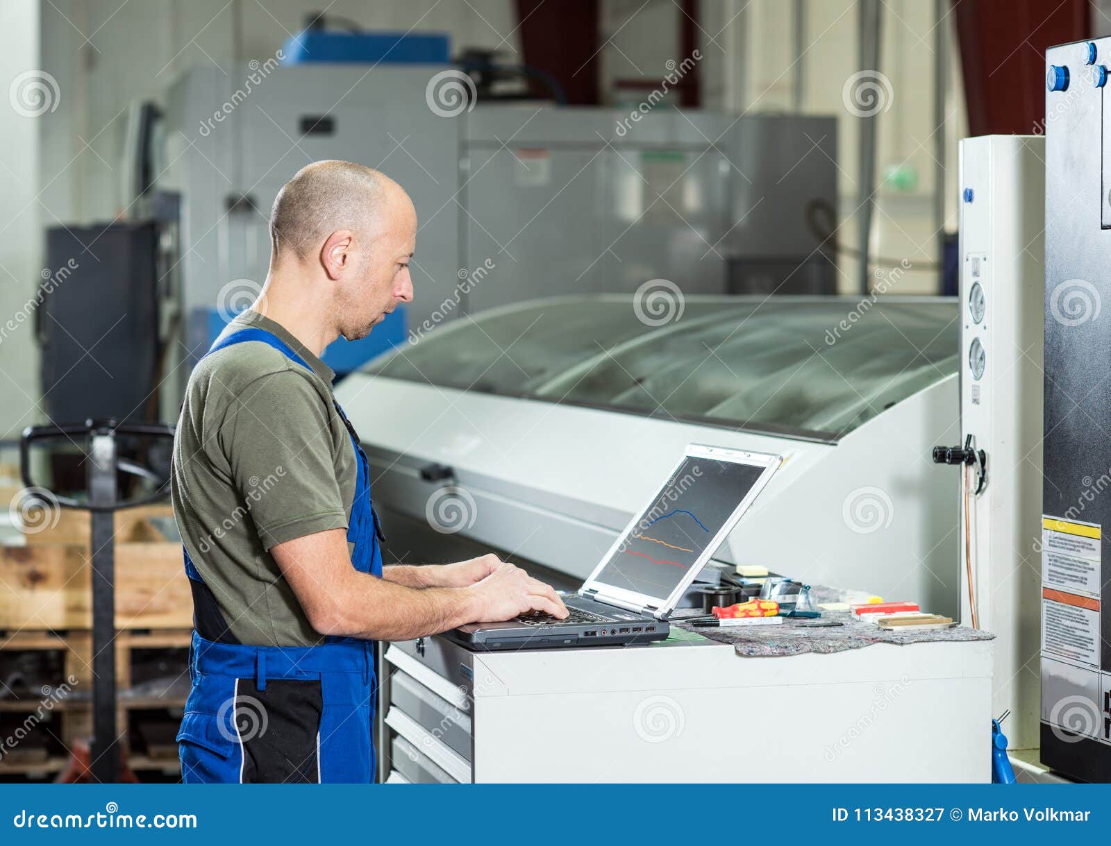 Worker in Factory on the Machine Stock Image - Image of constructor ...