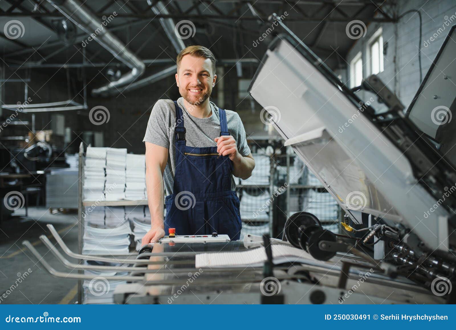 Worker in Factory on the Machine Stock Image - Image of hardhat ...