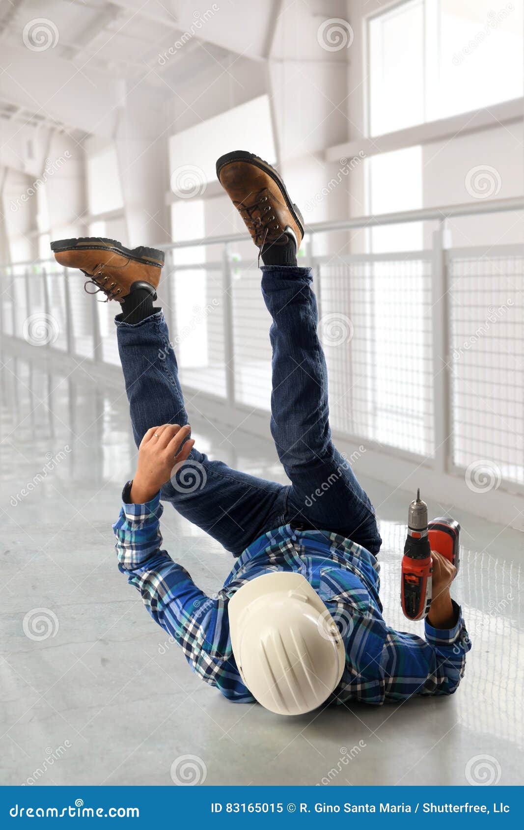 Worker Falling on Floor stock image. Image of hardhat - 83165015