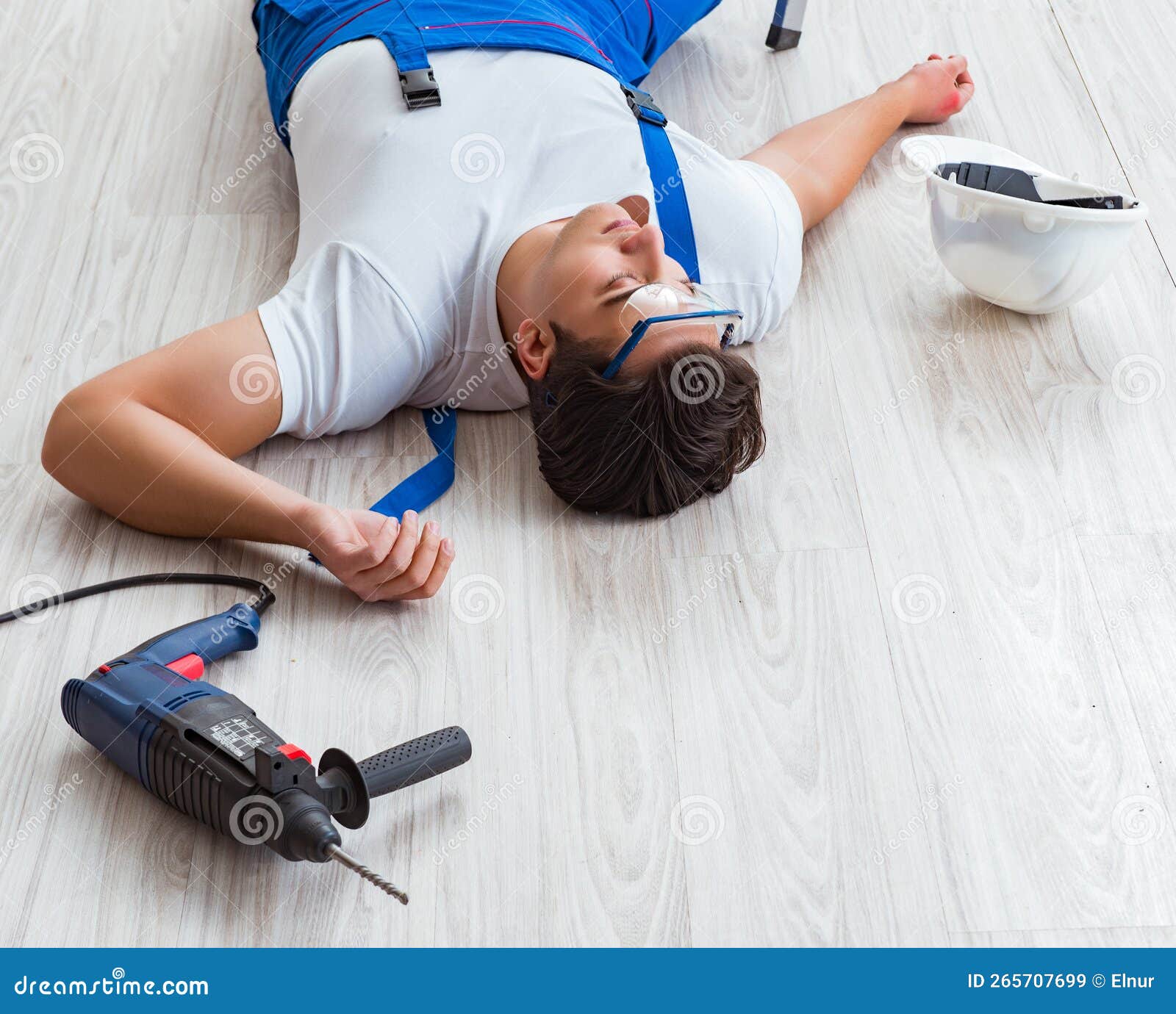 Worker after Falling from Height - Unsafe Behavior Stock Image - Image ...