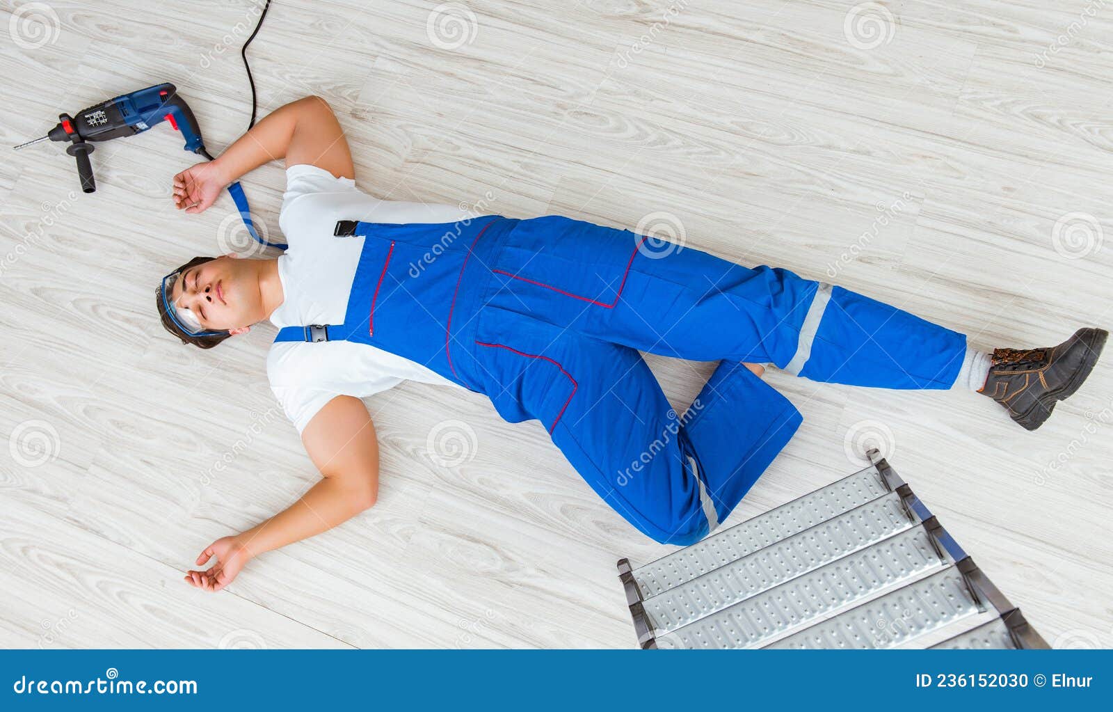 Worker after Falling from Height - Unsafe Behavior Stock Photo - Image ...