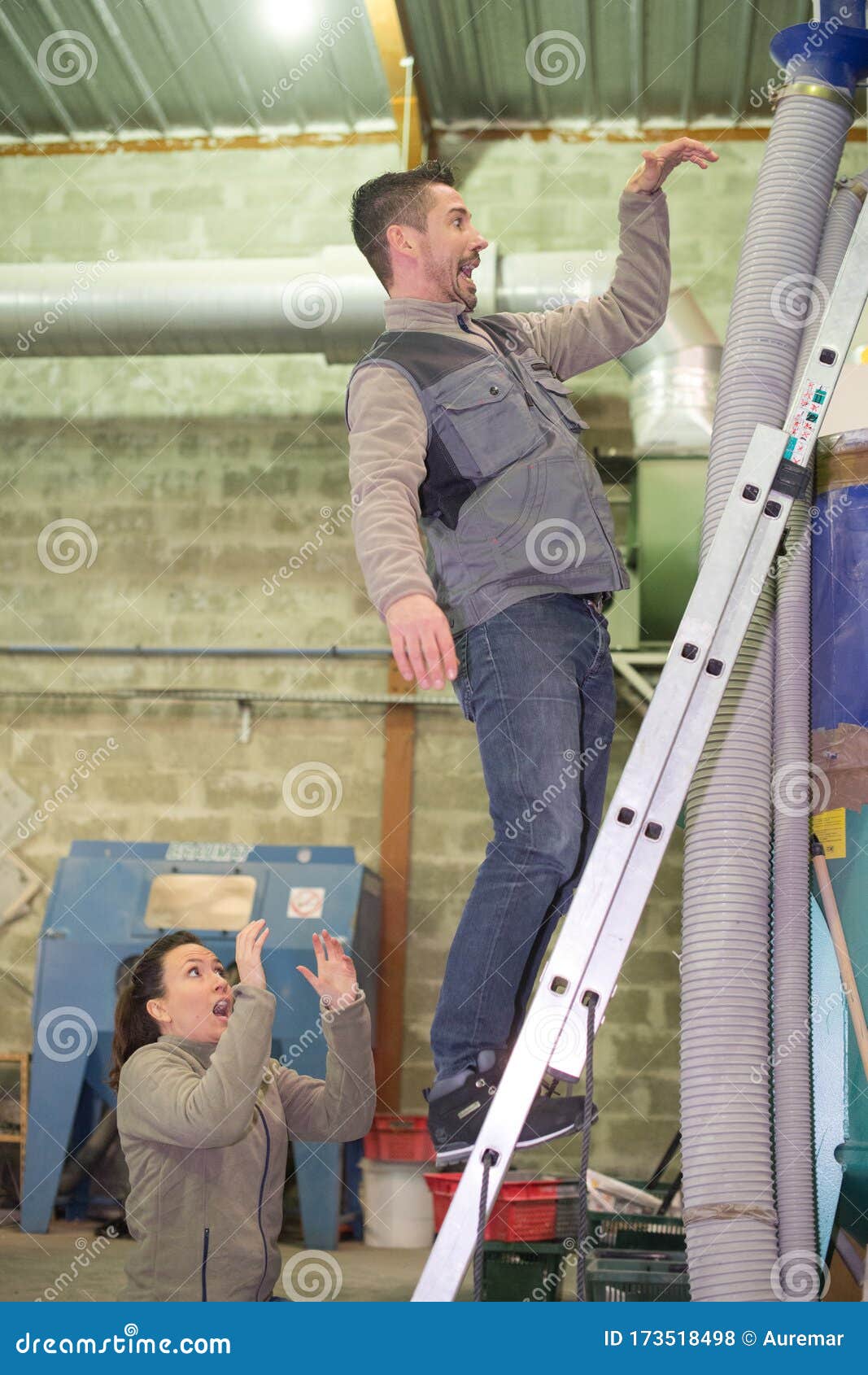 Worker falling off ladder stock photo. Image of injury - 173518498