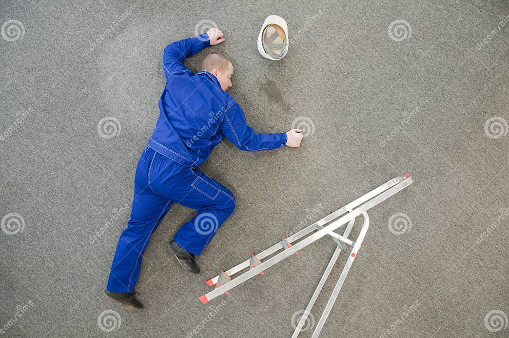Worker fell from a ladder stock photo. Image of injured - 22514892