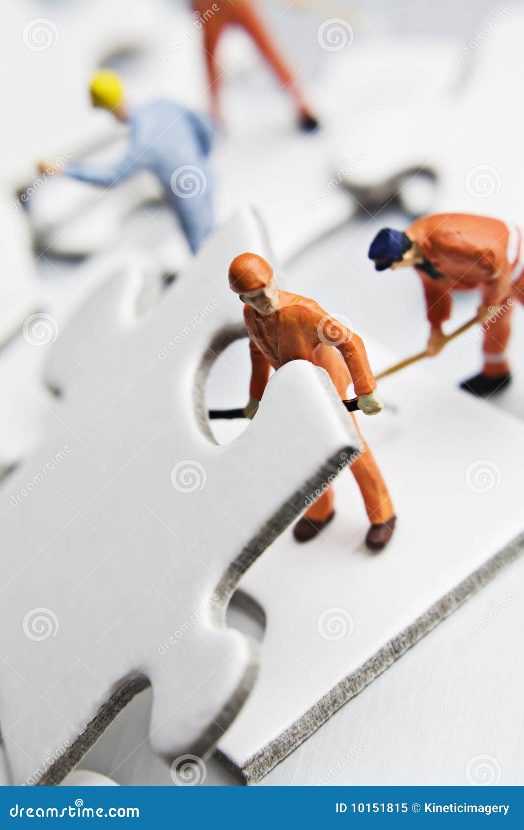 Worker Figurine on Puzzle Pieces Stock Image - Image of solution, build ...