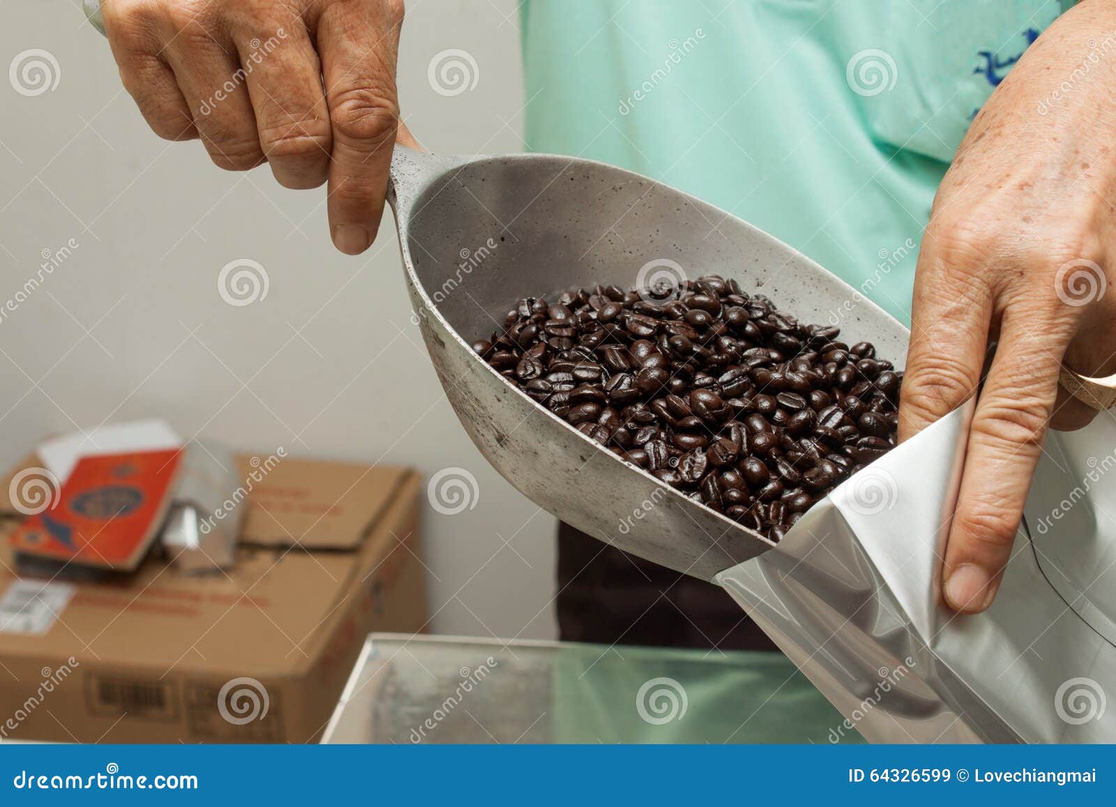 Worker Filling Coffee Bean in Package Stock Image - Image of industries ...