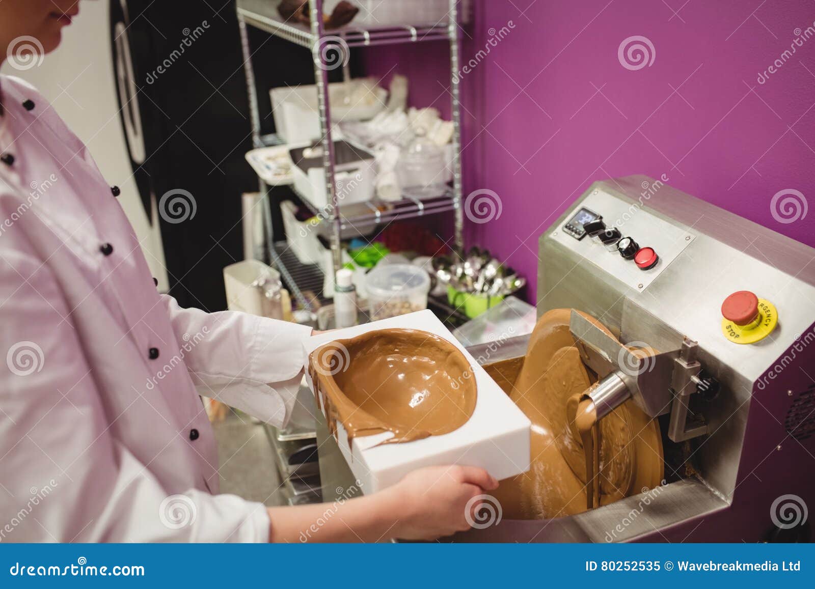 Worker Filling Mould with Melted Chocolate Stock Image - Image of ...