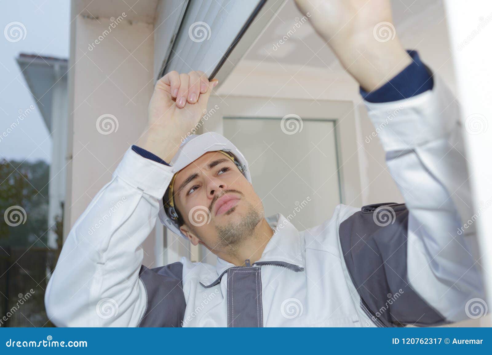 Worker Fitting Pvc Window with Shutter Stock Image - Image of blinders ...