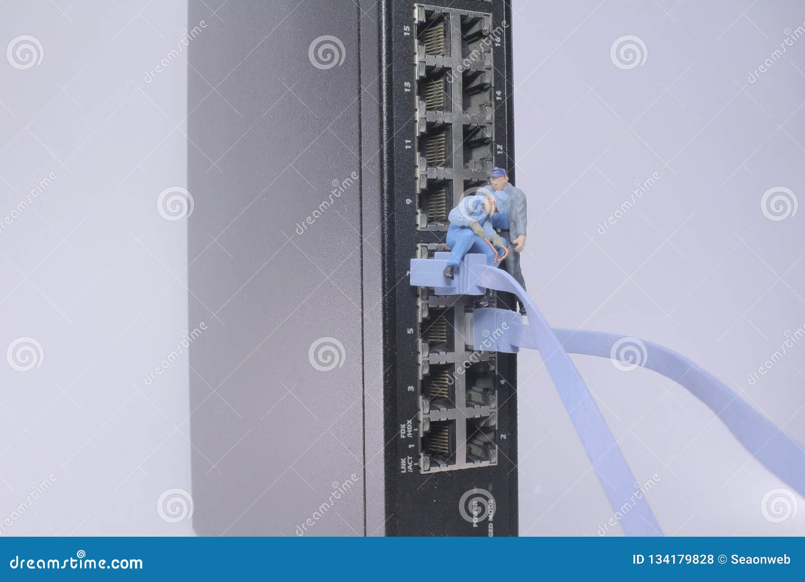 Worker Fixing LAN Port. Network Trouble Shoot Stock Photo - Image of ...